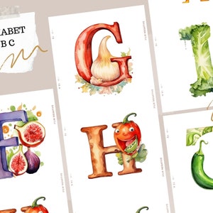 Fruits and Vegetables Alphabet Clipart, Vegetables Letters Clipart ...