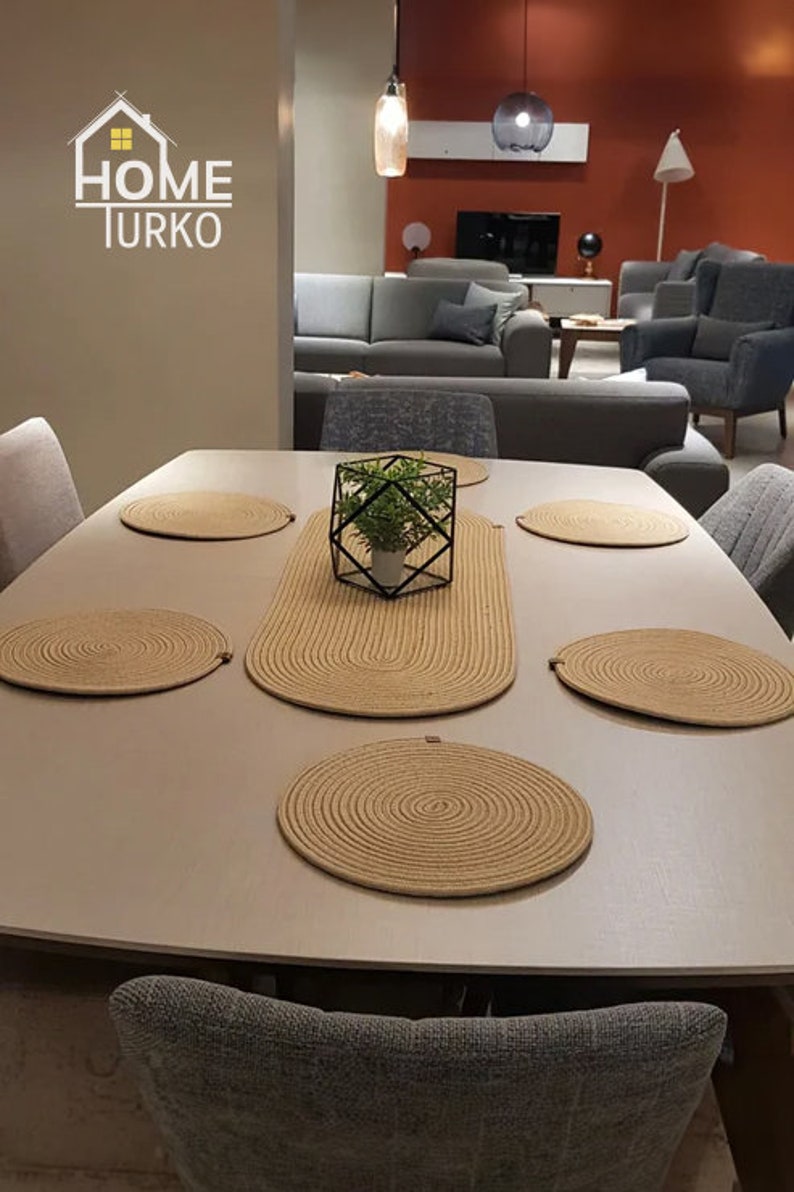 6 Piece Plate Supla, 1 Piece Runner,jute Plate Service Set, American ...