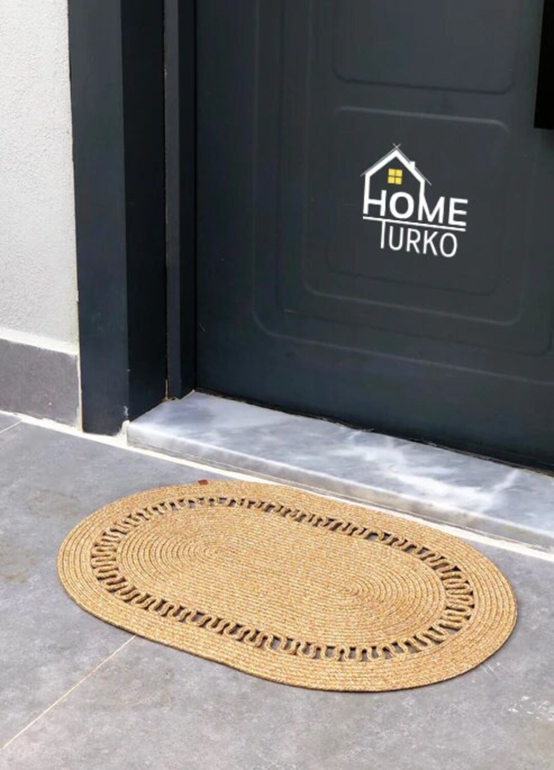 Jute Rug, Straw Color Doormat, Patterned Doormat, Entryway Rug, Double ...