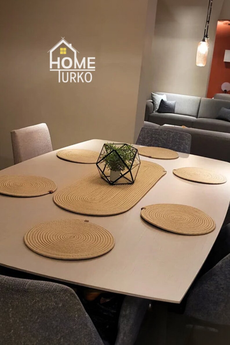 6 Piece Plate Supla, 1 Piece Runner,jute Plate Service Set, American ...