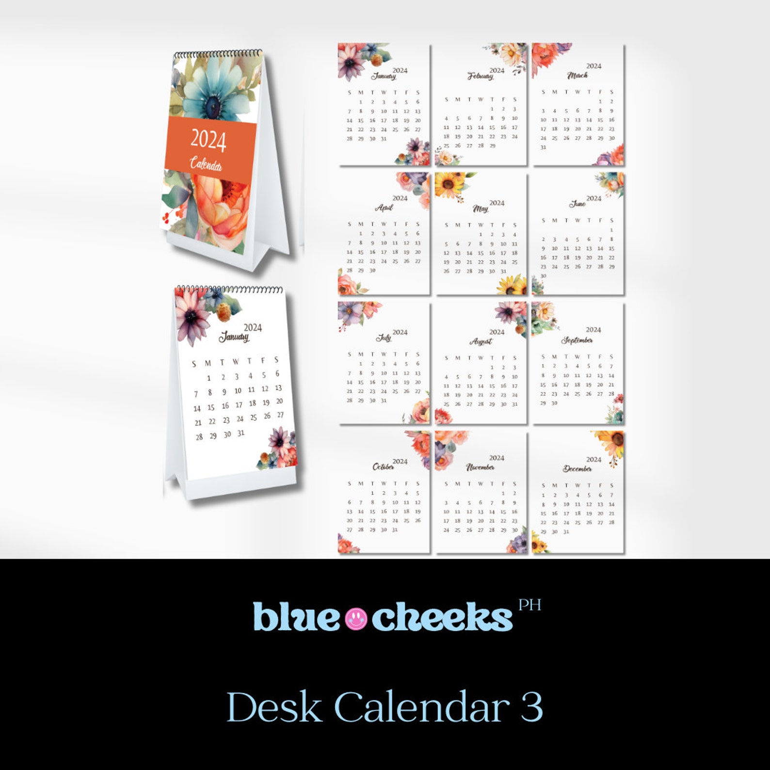 2024 Calendar Printable-monthly Calendar-mini Calendar-mini Desk ...