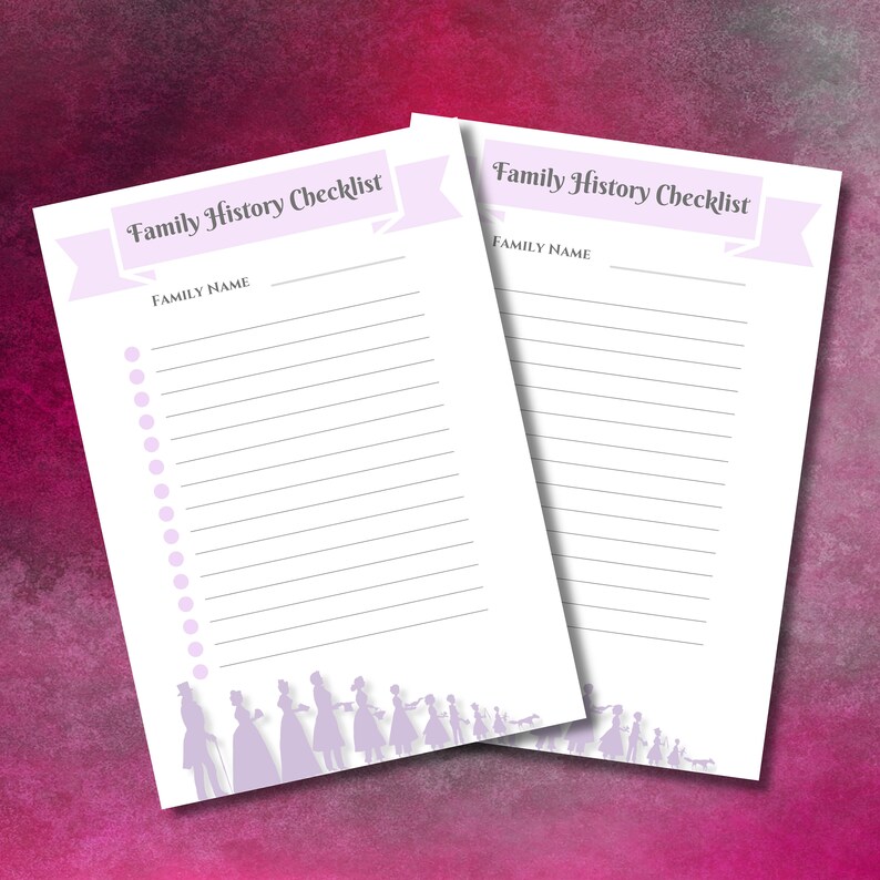 Family History Checklist | for Jotting Down Notes on Your Family ...