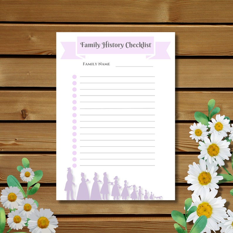 Family History Checklist | for Jotting Down Notes on Your Family ...