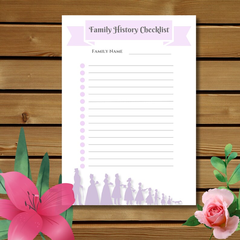 Family History Checklist | for Jotting Down Notes on Your Family ...