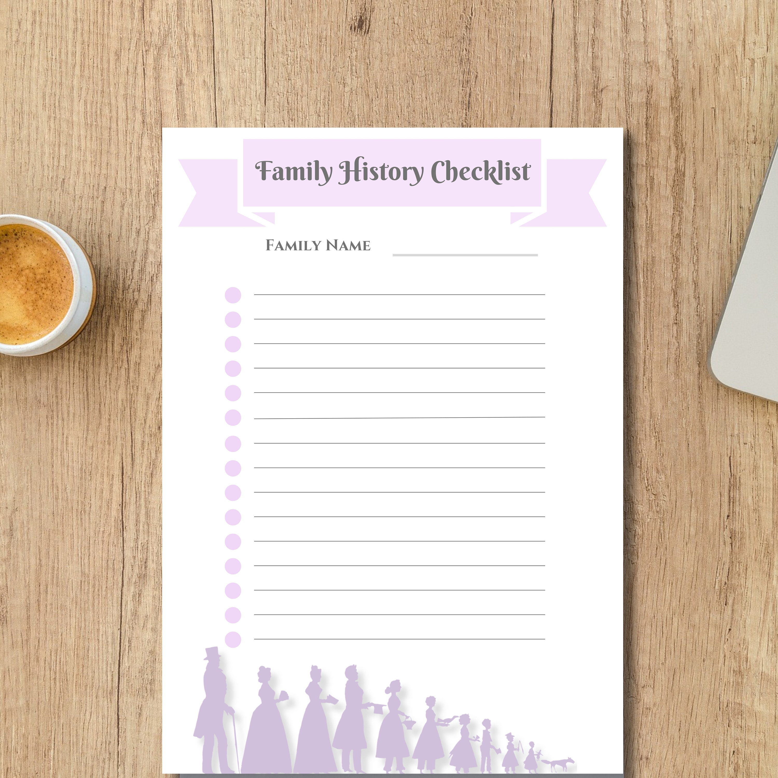 Family History Checklist | for Jotting Down Notes on Your Family ...