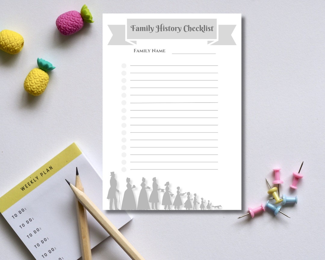 Family History Checklist | for Jotting Down Notes on Your Family ...
