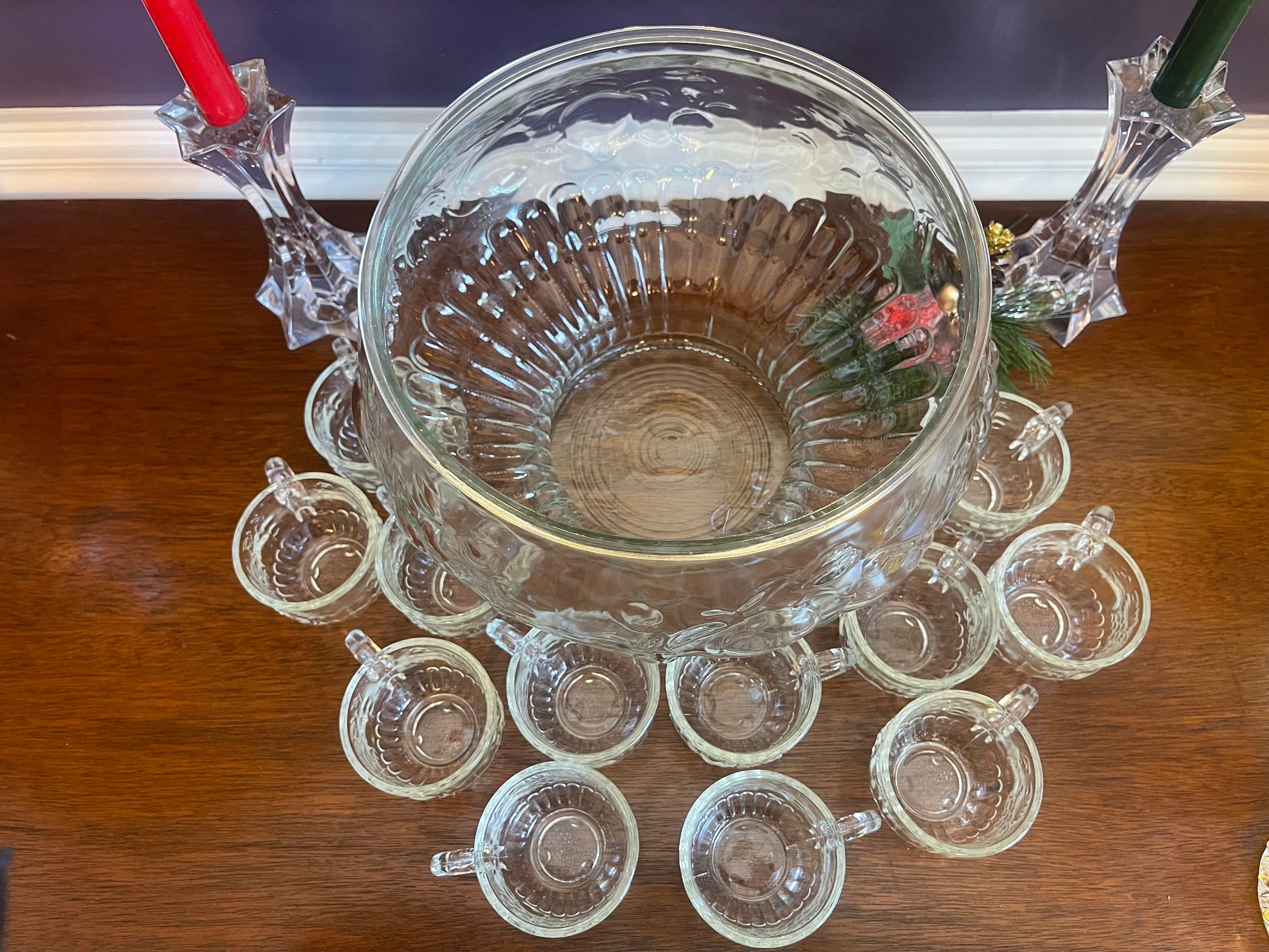 Vintage, Punch Bowl, Fruit Clear Pattern, by Jeannette, 8 Cups, Pressed ...