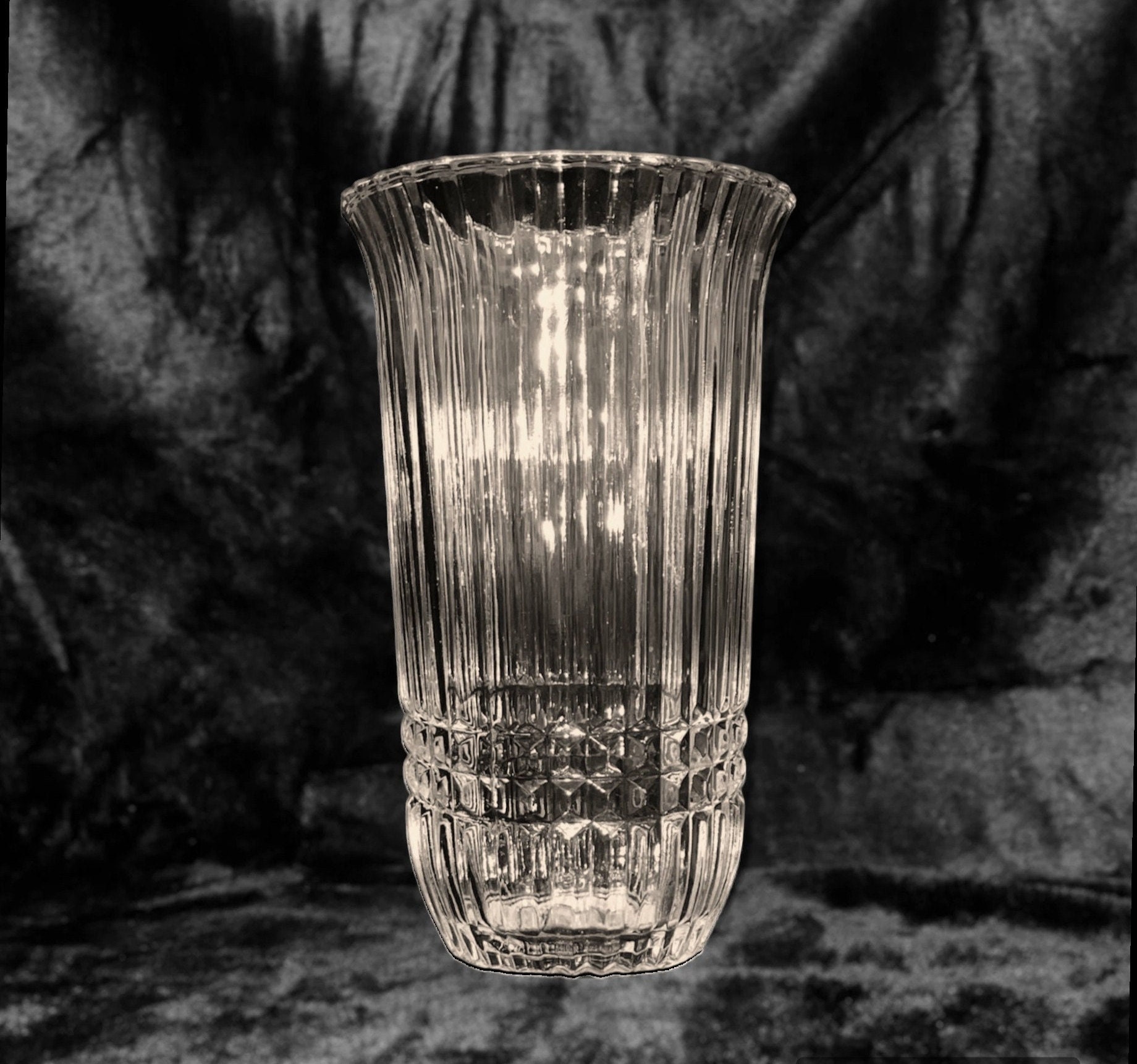 Vintage, FTDA 1986, Crystal Glass Ribbed Vase - Etsy