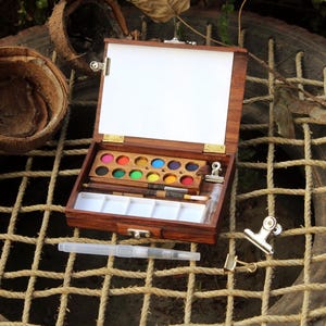 Handmade Wooden Watercolour Pocket Paint Box A6 -des2 - Etsy