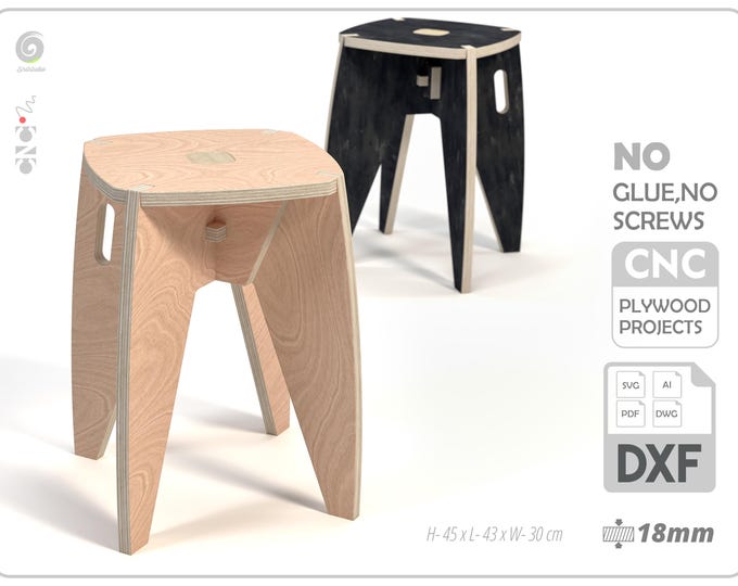 Digital CNC Files for Download – Bar Stool I – , Scandinavian Design ...
