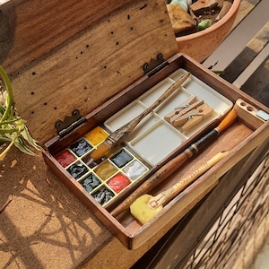 Handmade Wooden Pocket Gouache Paint Box - Etsy