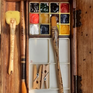 Handmade Wooden Pocket Gouache Paint Box - Etsy