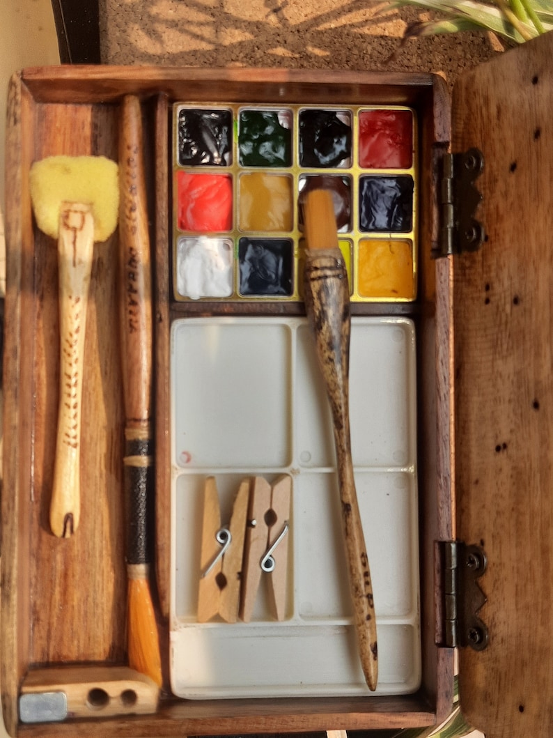 Handmade Wooden Pocket Gouache Paint Box - Etsy