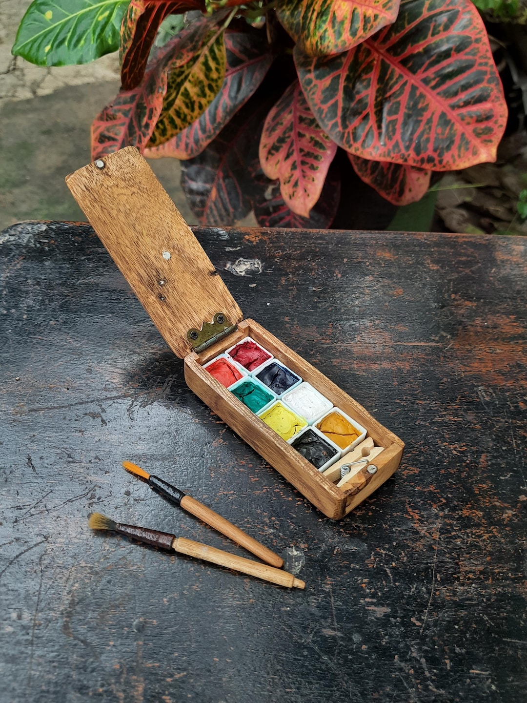Artist's Mini Wooden Gouache/wc Paint Box or Field Sketch Box With a ...
