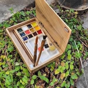 Handmade Wooden Watercolour Pocket Paint Box - Etsy