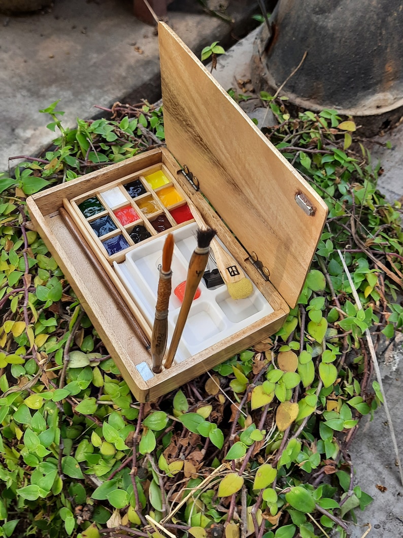Handmade Wooden Watercolour Pocket Paint Box - Etsy