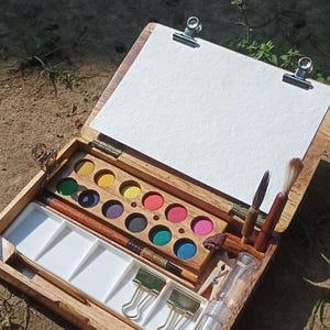 Handmade Wooden Watercolour Pocket Paint Box A6 -des2 - Etsy