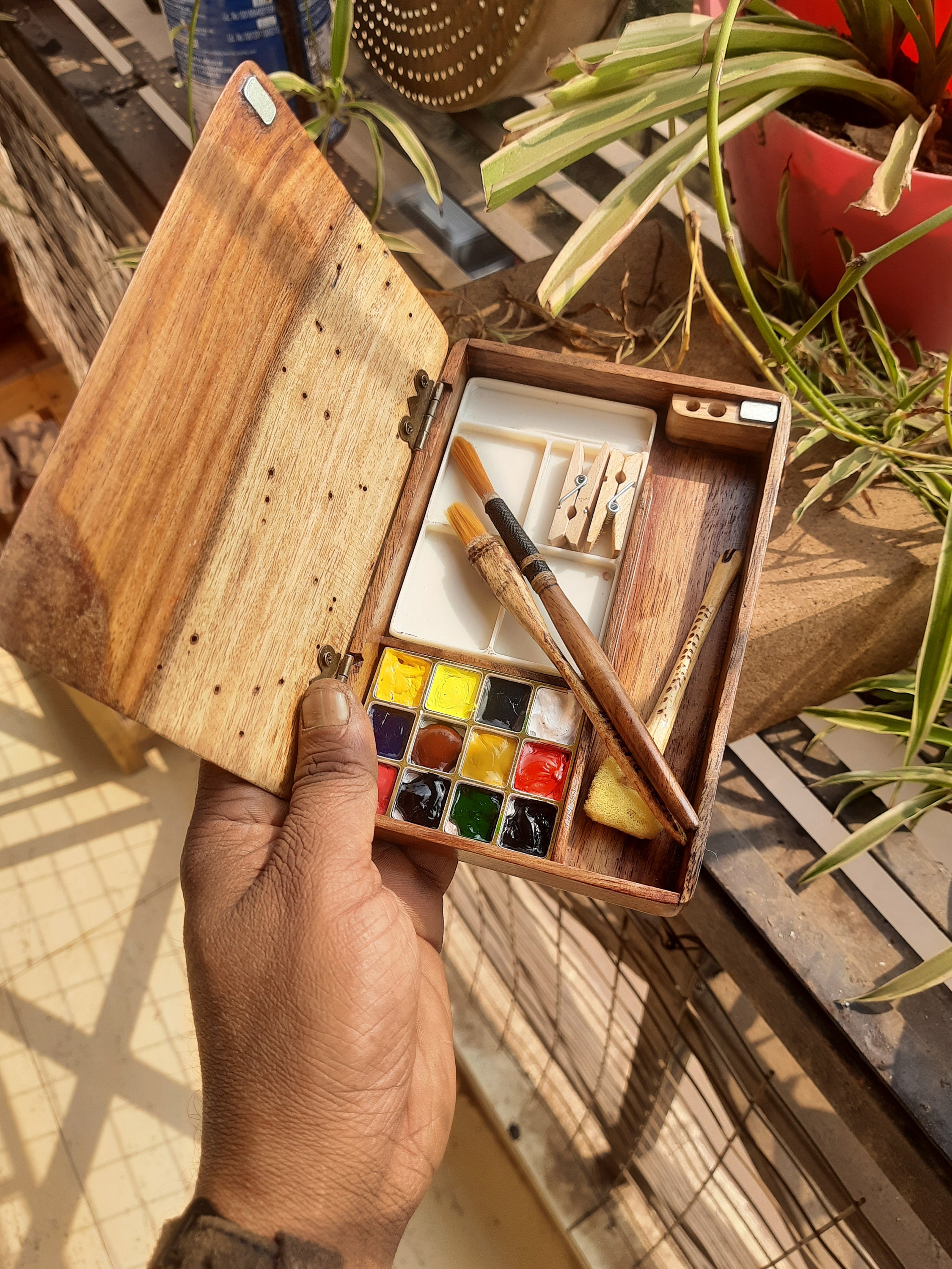 Handmade Wooden Pocket Gouache Paint Box - Etsy