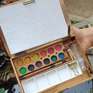 Handmade Wooden Watercolour Pocket Paint Box A6 -des2 - Etsy