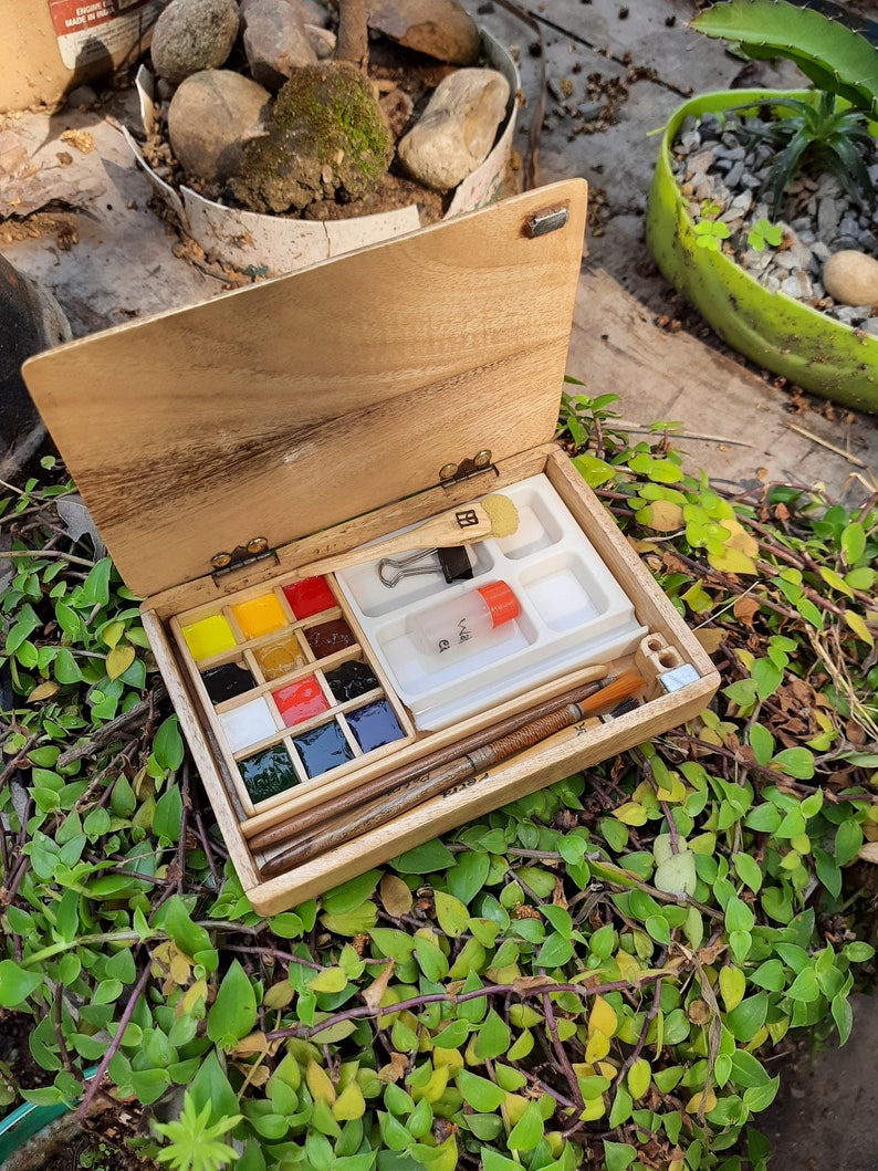 Handmade Wooden Watercolour Pocket Paint Box - Etsy
