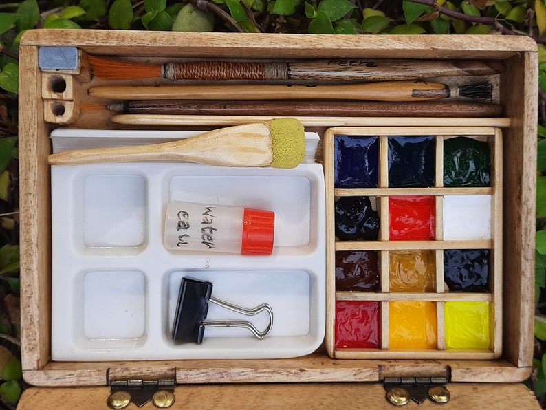 Handmade Wooden Watercolour Pocket Paint Box - Etsy