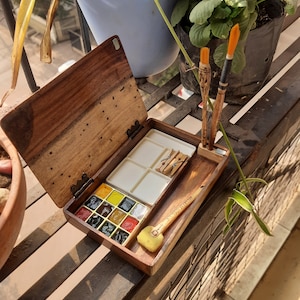Handmade Wooden Pocket Gouache Paint Box - Etsy