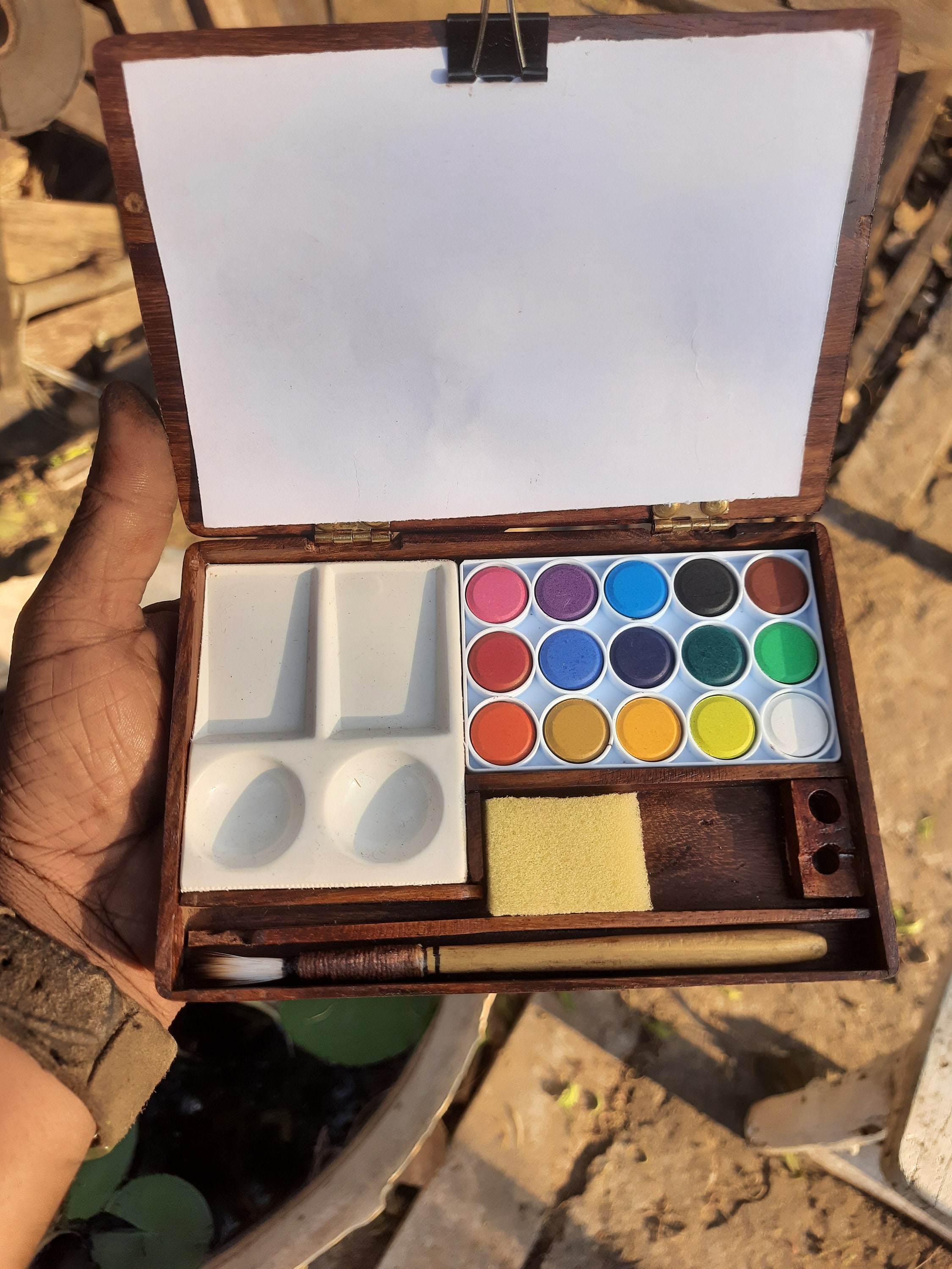 Handmade Wooden Watercolour Pocket Art Box( 15 Shades) - Etsy