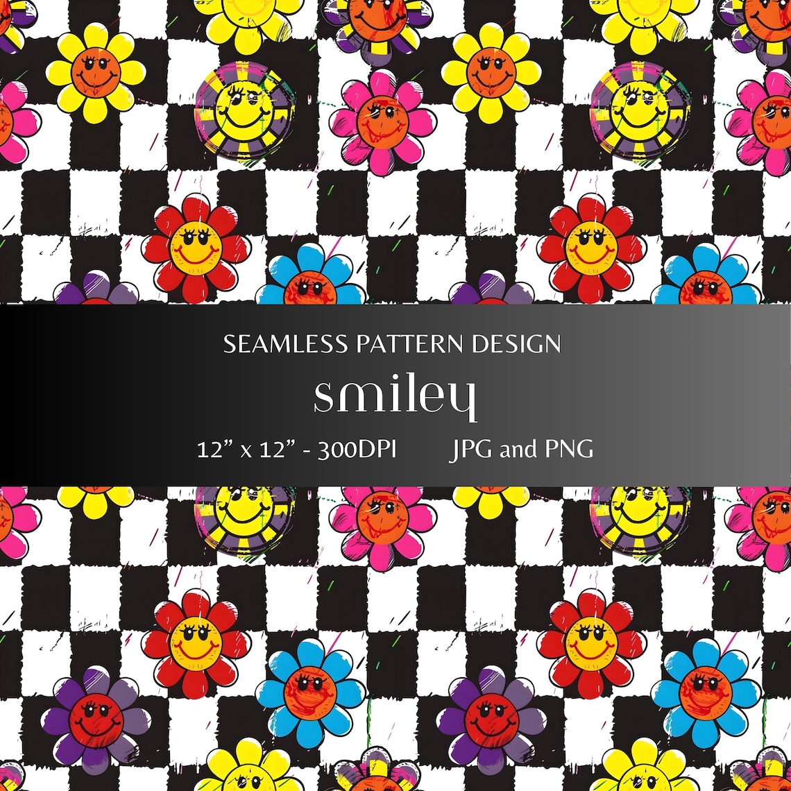 Smiley : 5 Seamless Pattern , Digital Paper, Ai, Smiley, Emotion, Face ...