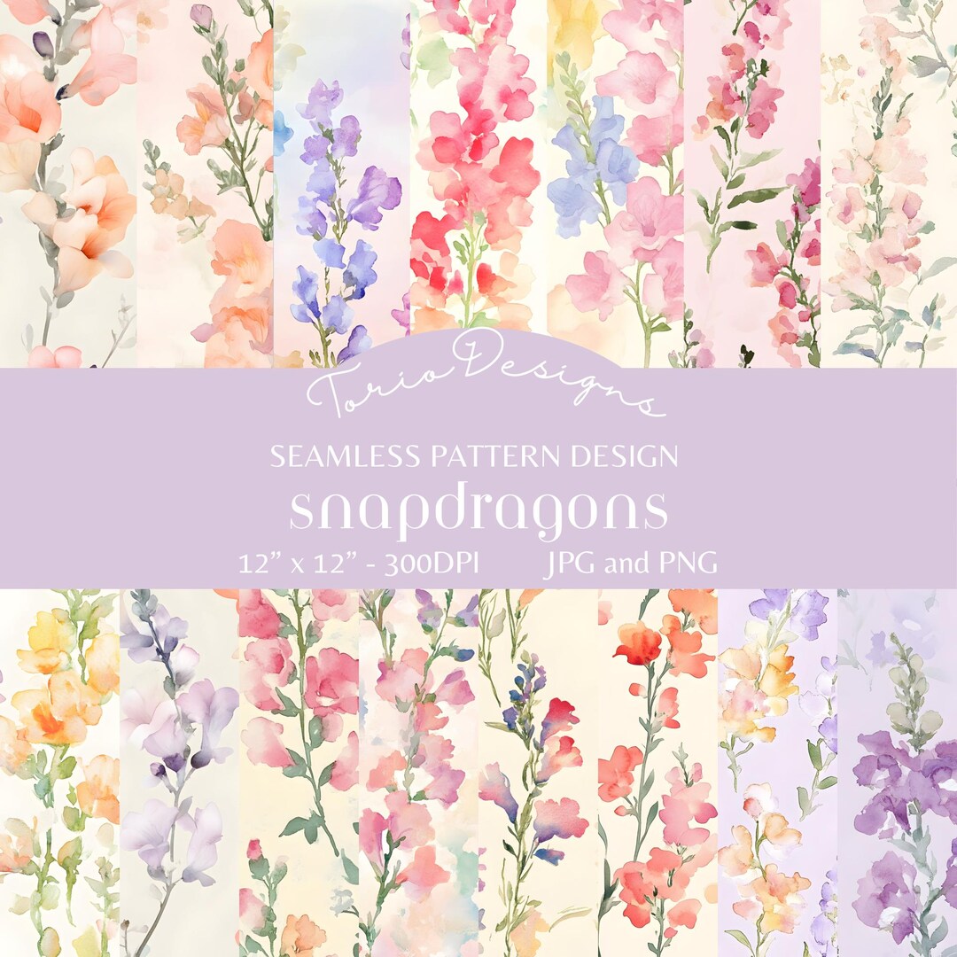 Snapdragons : 14 Seamless Pattern , Digital Paper, Ai, Flower, Daisy ...