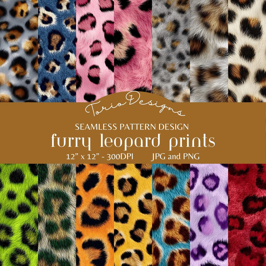 Furry Leopard Prints : 14 Seamless Pattern, Digital Paper, Ai, Fabric ...