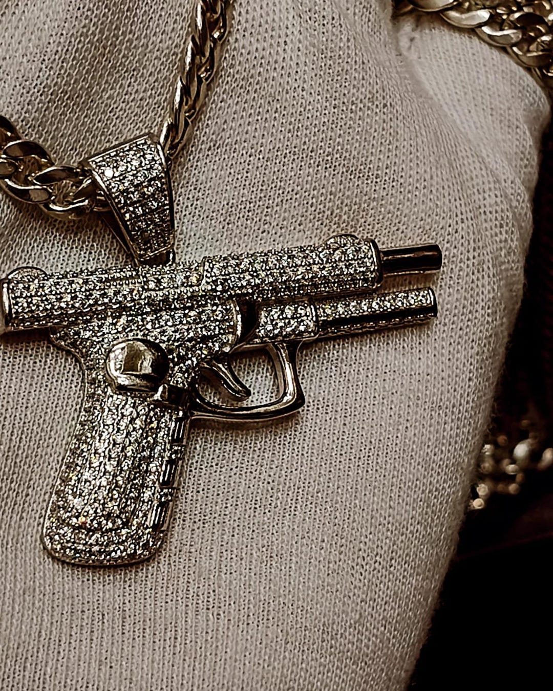 Gun Diamond Pendant for Gangster Ones Sterling Silver Handmade Just for ...