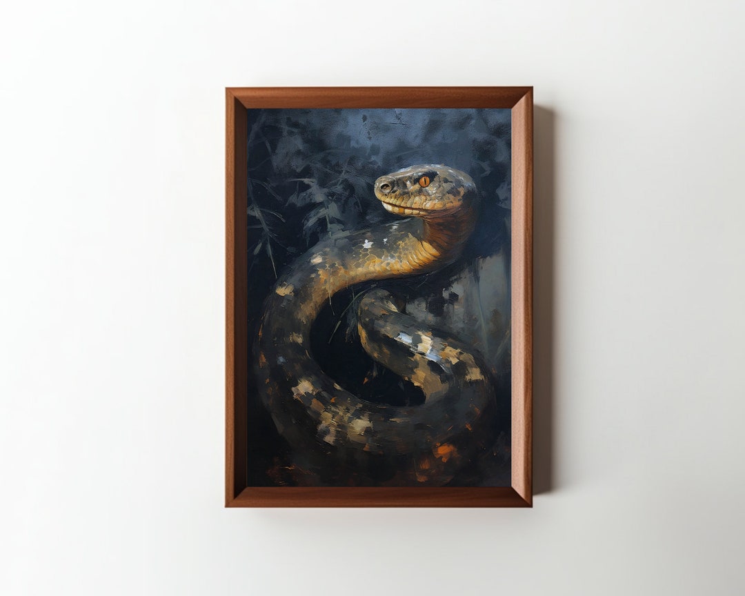 Snake Wall Art Digital Wall Prints Kitchen Decor Reptile Oil Painting ...