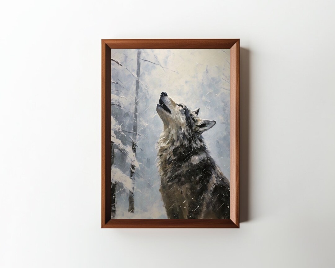 Wolf Oil Painting Digital Wall Art Kitchen Decor Downloadable Wall Art ...