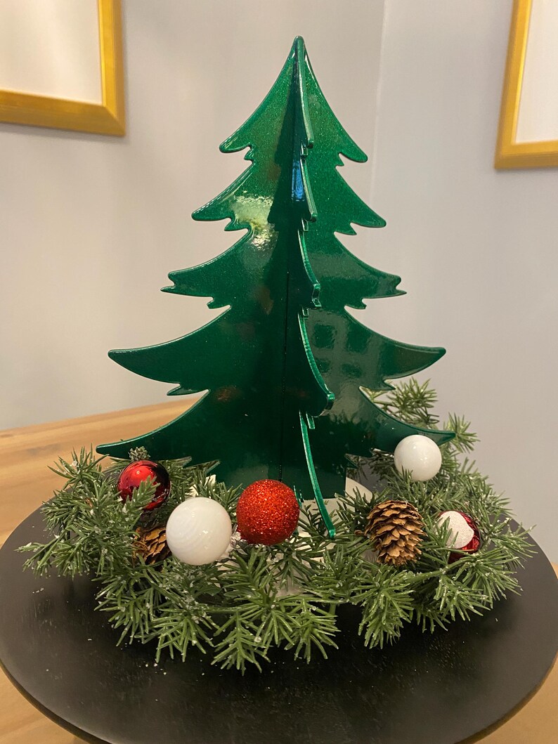 Festive Green Tabletop Christmas Tree With Glitter Base, Mantel or ...