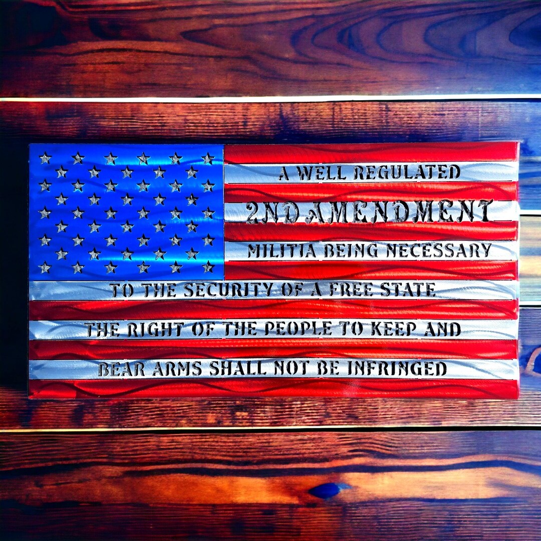 United States of America Metal Flag With 2nd Amendment, 2A Metal Flag ...