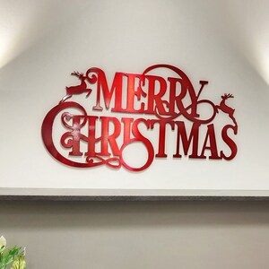 Candy Red Merry Christmas Metal Sign: Holiday Wall Decor - Etsy