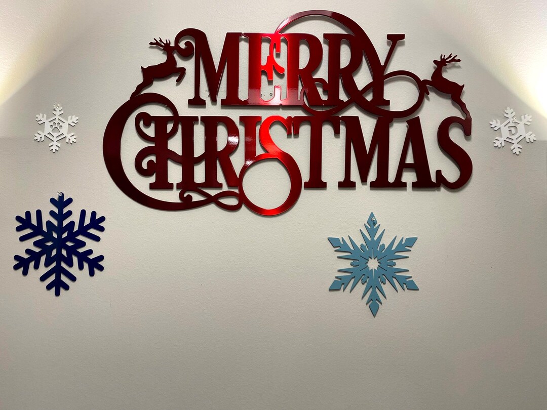 Candy Red Merry Christmas Metal Sign: Holiday Wall Decor - Etsy