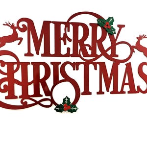 Candy Red Merry Christmas Metal Sign: Holiday Wall Decor - Etsy