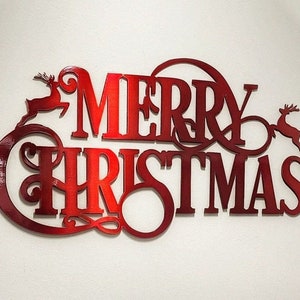 Candy Red Merry Christmas Metal Sign: Holiday Wall Decor - Etsy