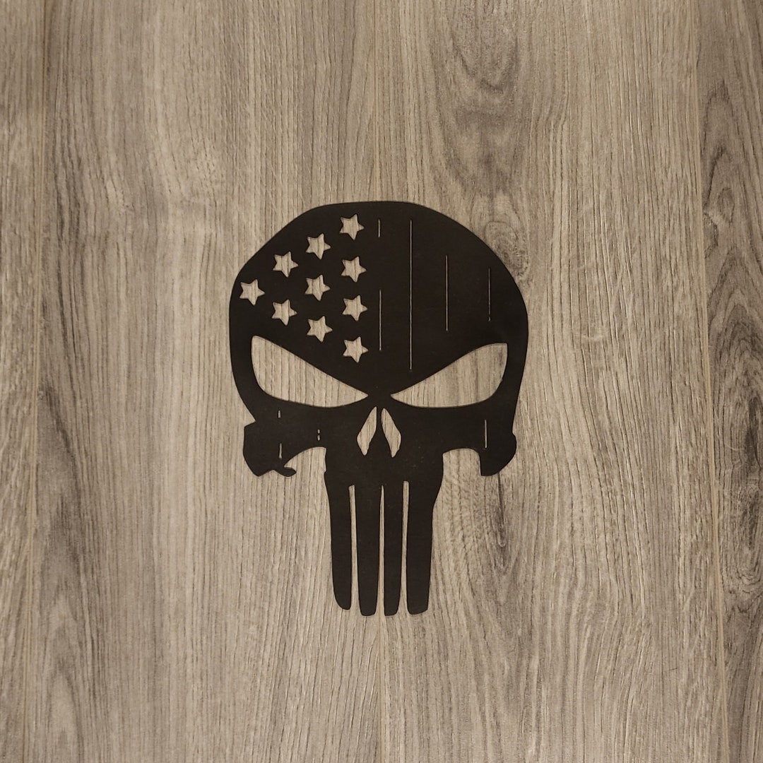 Punisher Flag Skull Metal Sign - Powder Coated Matte Black - Etsy