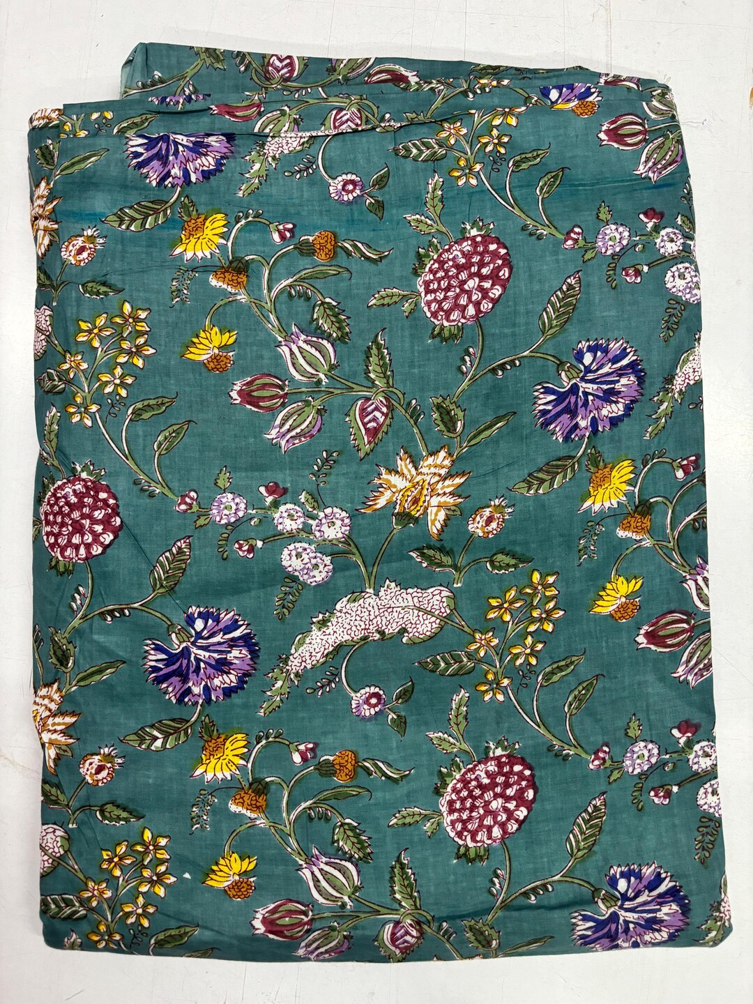 Hand Block Print Cotton Fabric: Indian Floral Voile, 42" Wide - Etsy