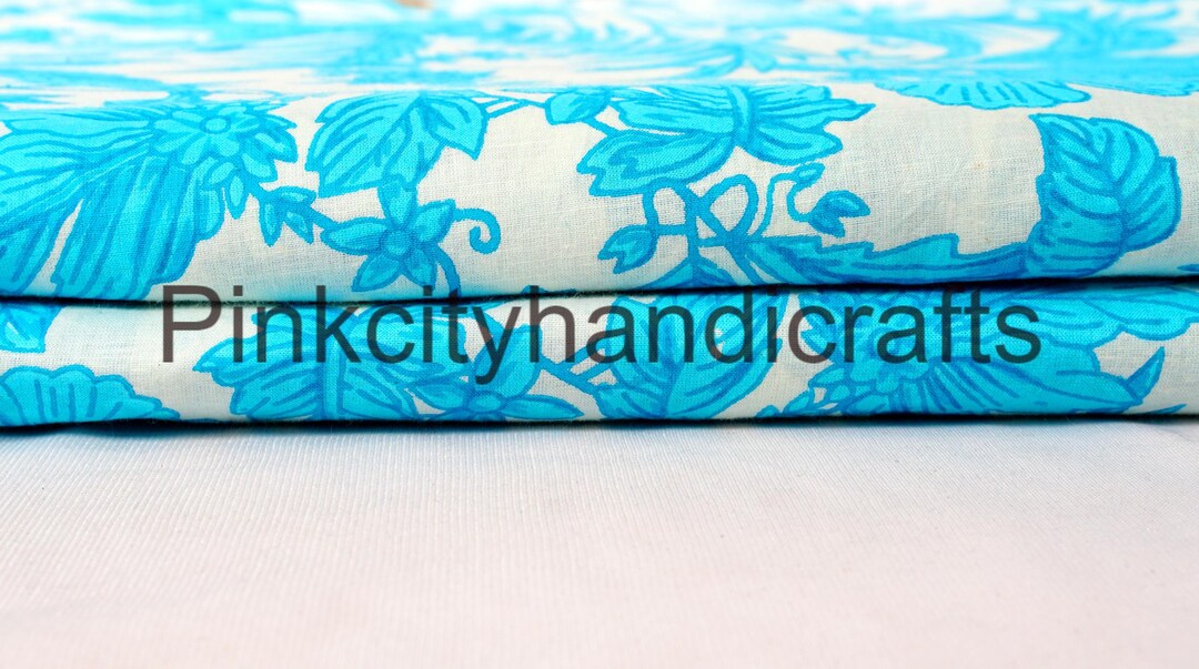 Indian Hand Block Print Cotton Fabric: Floral Sewing Fabric by the Yard ...