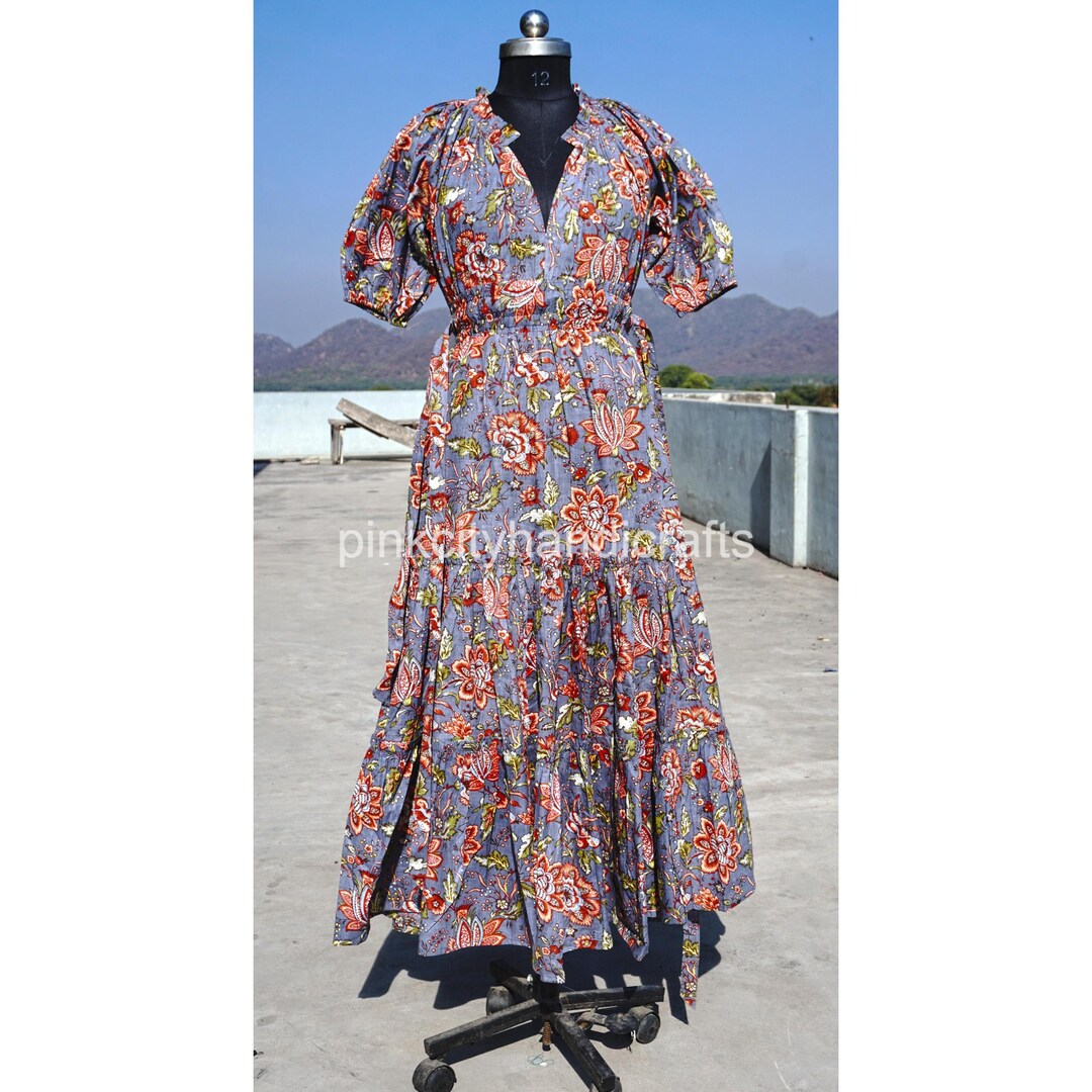 Hand Block Printed Dress| Summer Dress| Cotton Dress| Floral Print ...