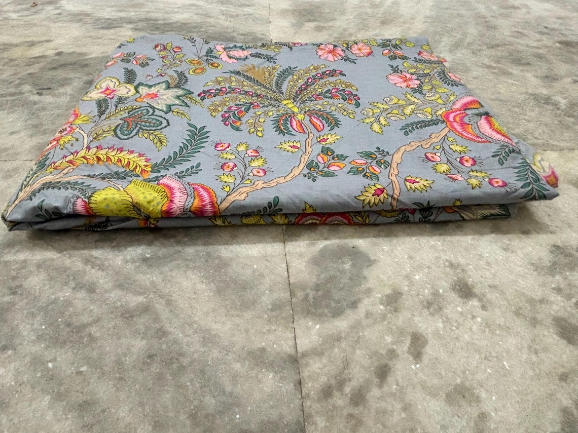 Hand Block Print Cotton Fabric: Indian Floral Fabric by the Yard - Etsy