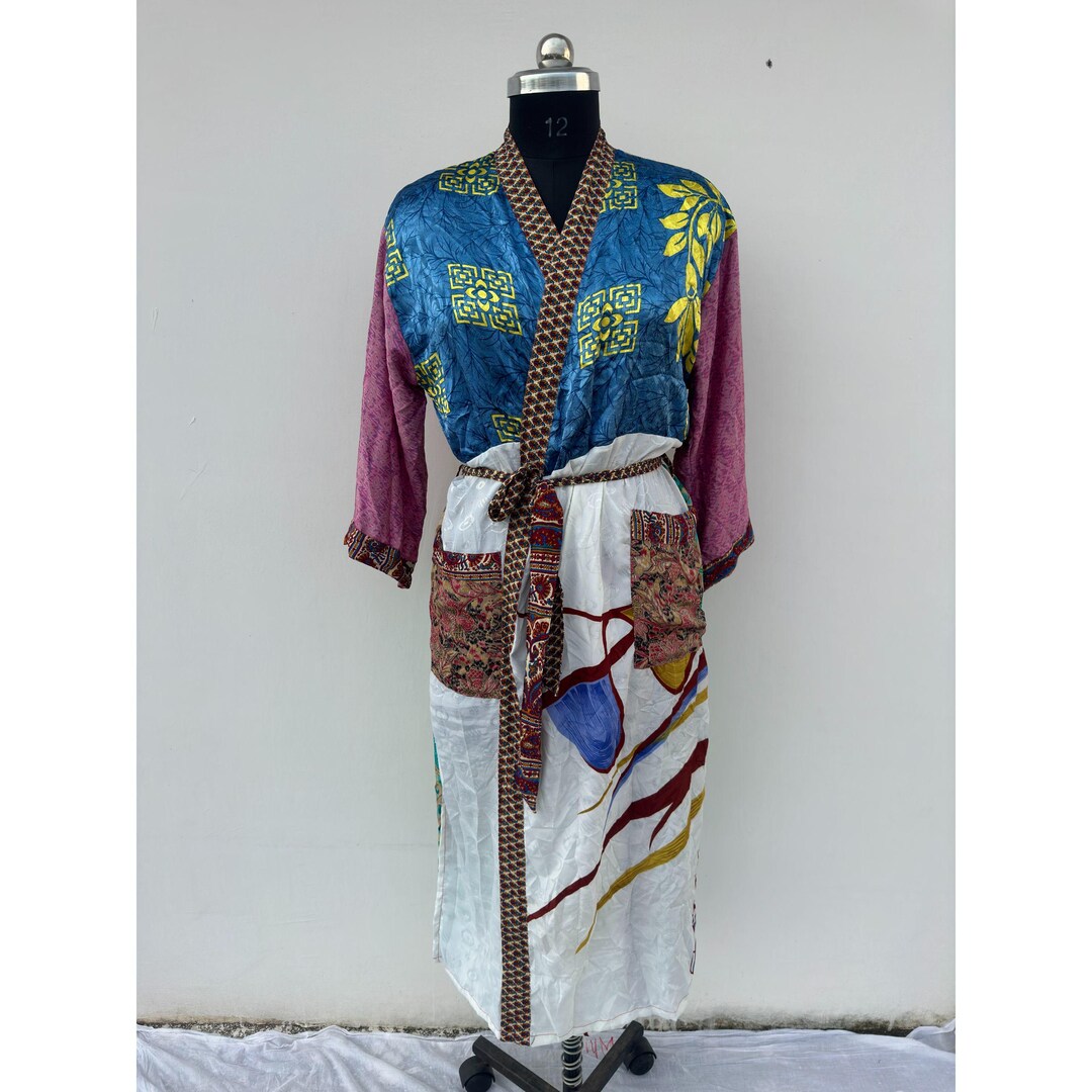 Patchwork Silk Kimono Women Silk Kimono Vantage Silk Bikini Cover up ...