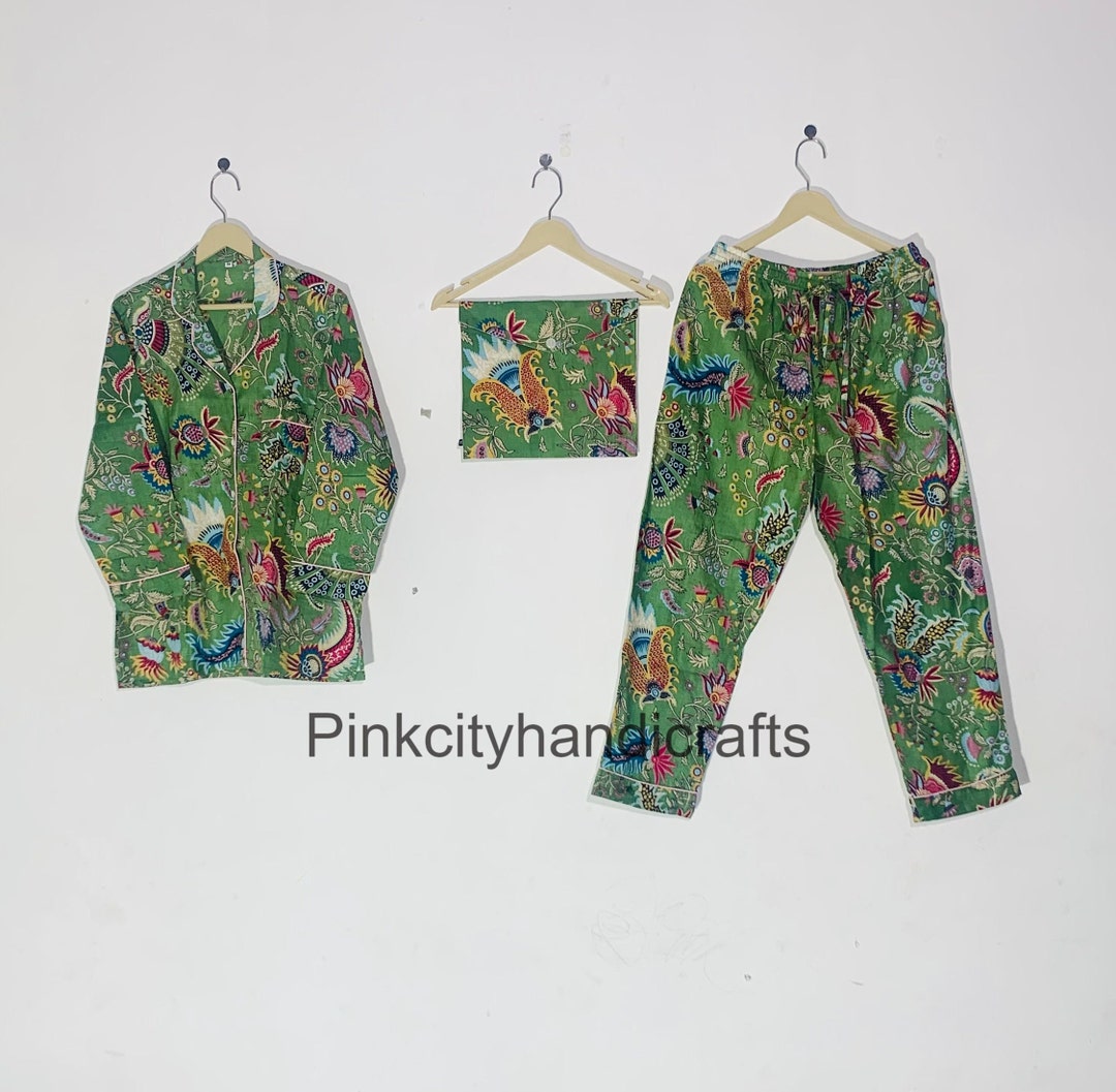 Anokhi Print Women's Clothing, Indian Hand Made Kurta Pajamas Set, 100% ...