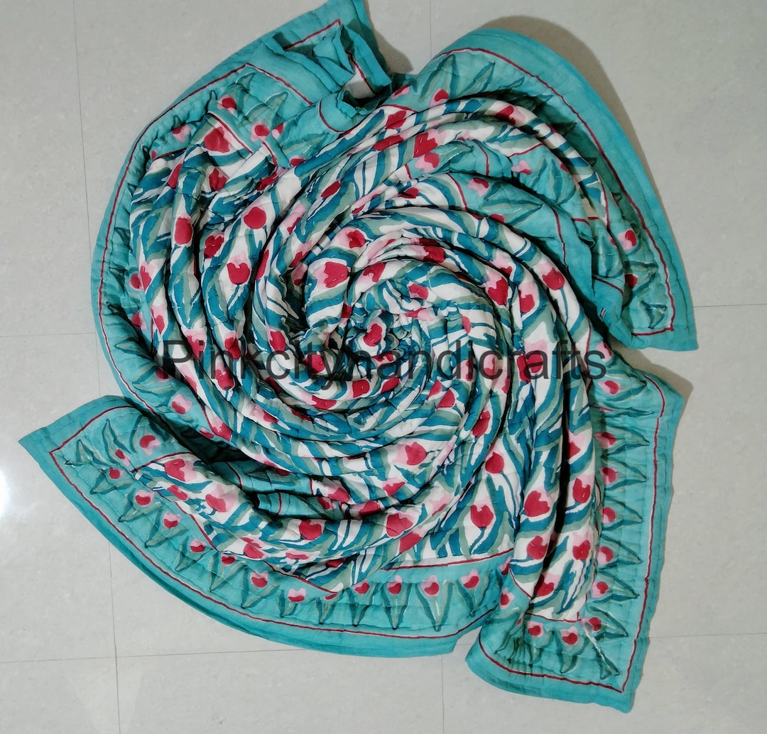 100 % Pure Cotton Floral Print Razai Reversible Warm Winter Razai ...