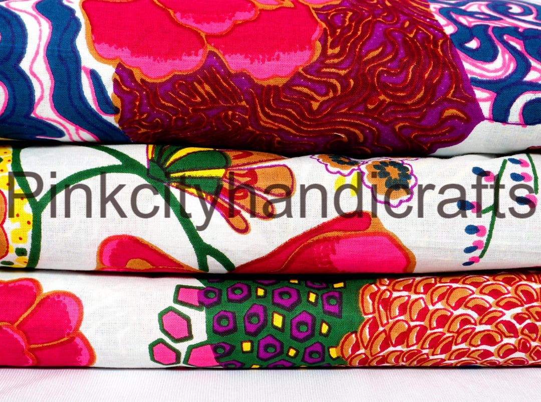 Hand Block Printed Cotton Fabric: Indian Floral Quilting Sewing Fabric ...