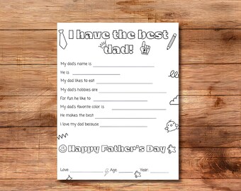 Father's Day Gift Coloring Printable Keepsake All About Dad Interview ...