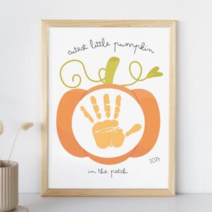 Halloween Pumpkin Handprint Footprint 2024 Toddler Baby Printable Craft ...
